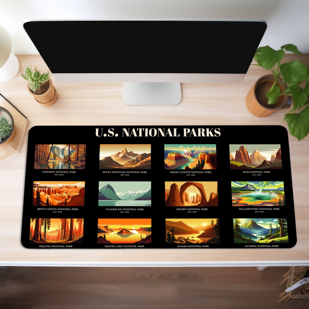 National Park Gaming Mousepad, Large Desk Mat, Kawaii Pink Flower Gamer ...