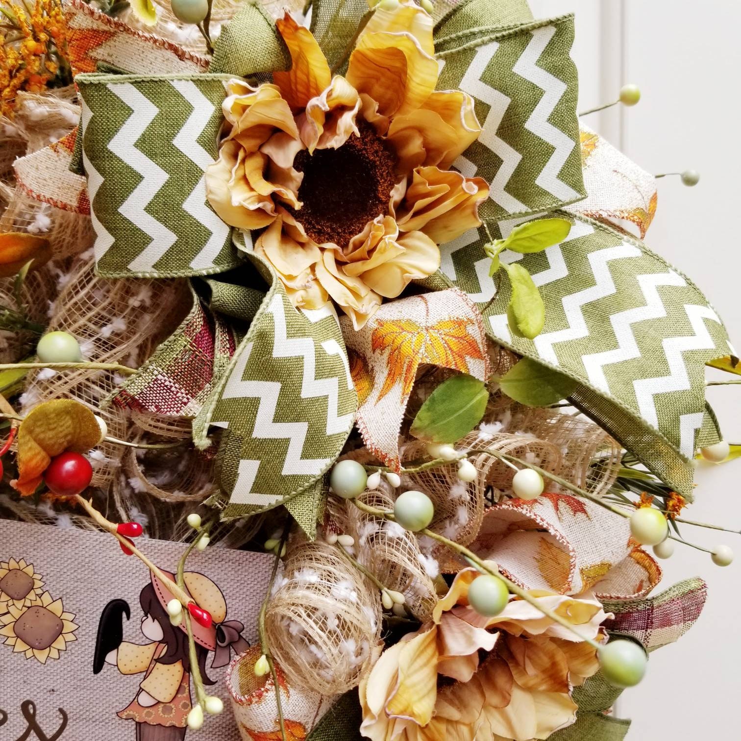 Give Thanks Fall Sunflower Front Door Wreath Thanksgiving - Etsy