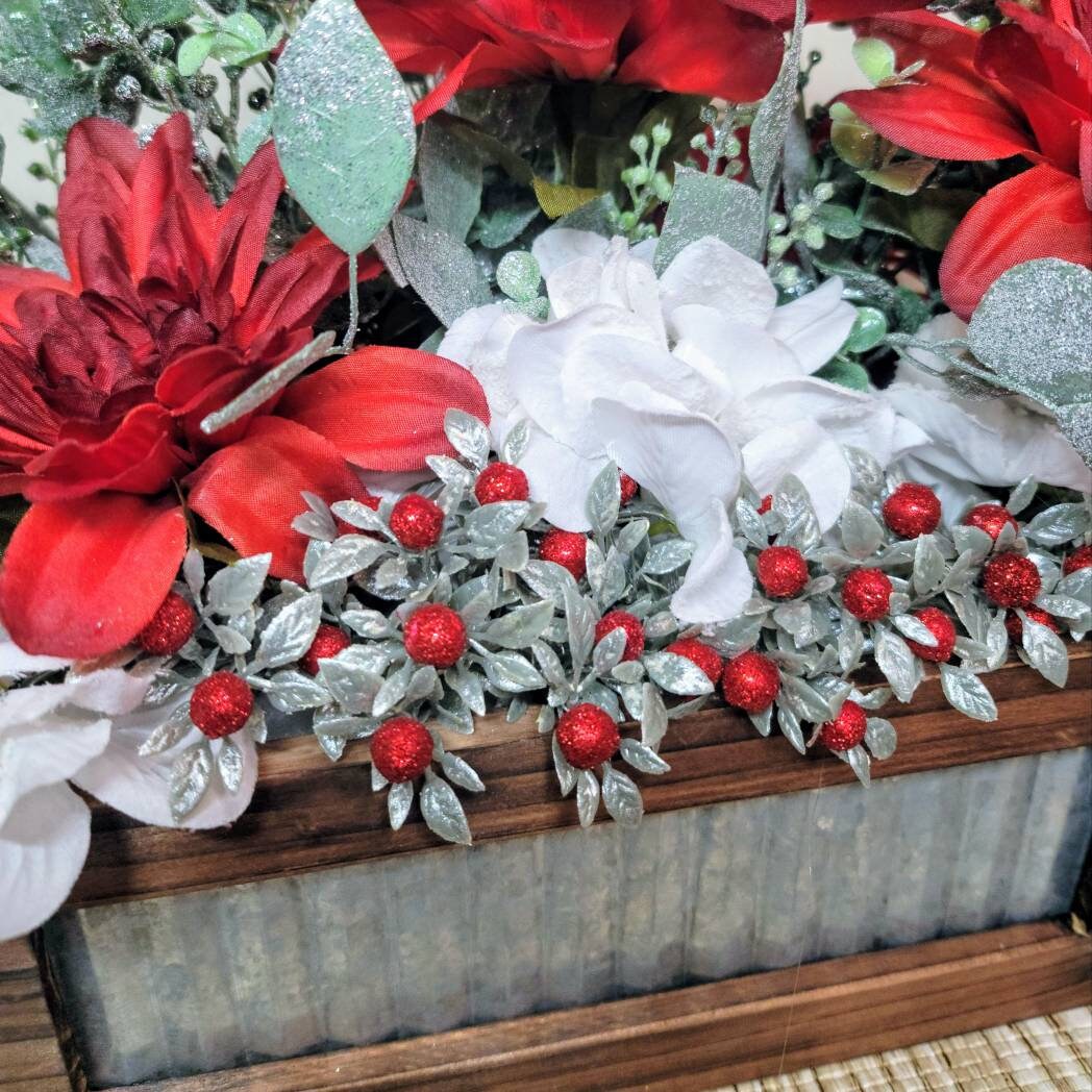 Winter Farmhouse Wooden Planter Box Arrangement Rustic | Etsy