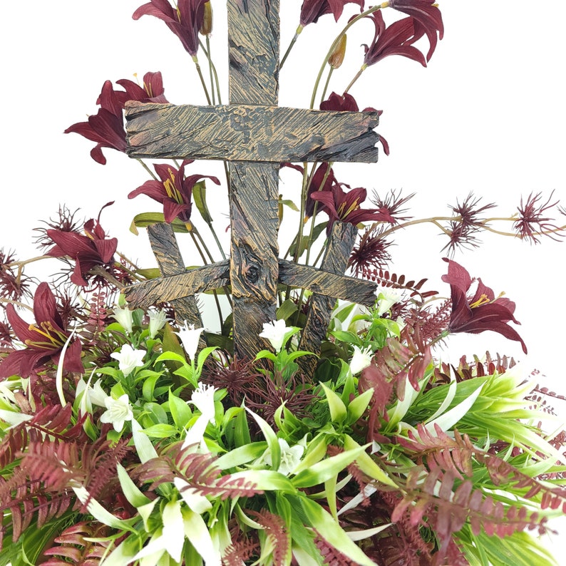 Religious Cross Floral Centerpiece Arrangement for Table, Spiritual ...