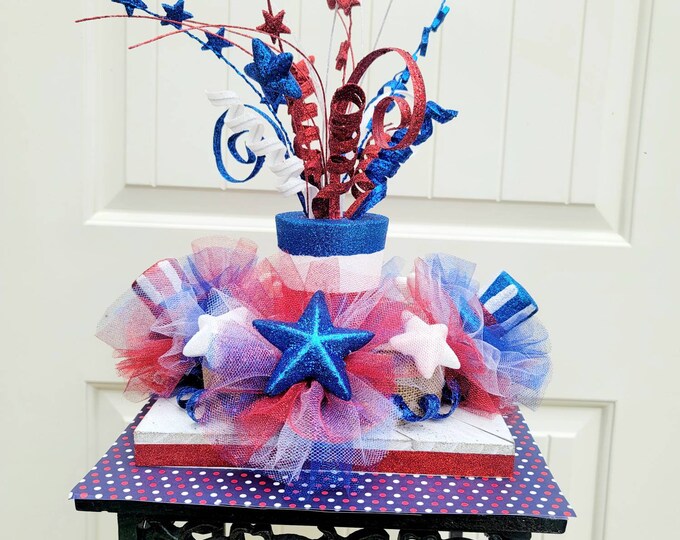 Patriotic Uncle Sam Top Hat 4th of July Table Arrangement - Stars and ...
