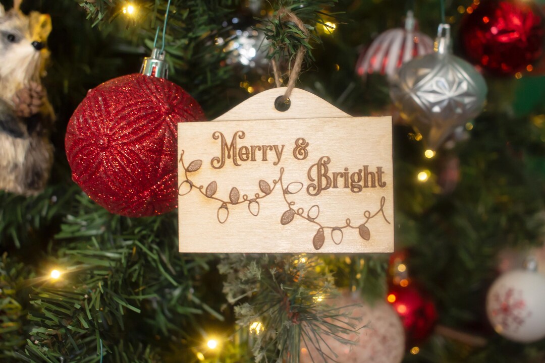 Merry and Bright, Christmas Lights Wooden Gift Card Holder Ornament - Etsy