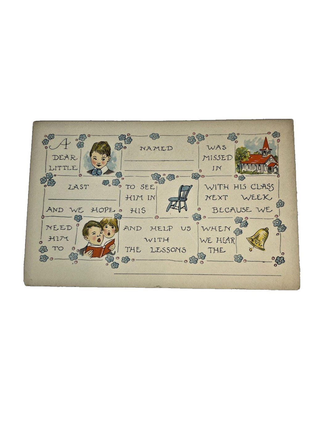 Vintage Postcard Dear Little Boy Church Sunday School 3.5 X 5.5 Inch ...