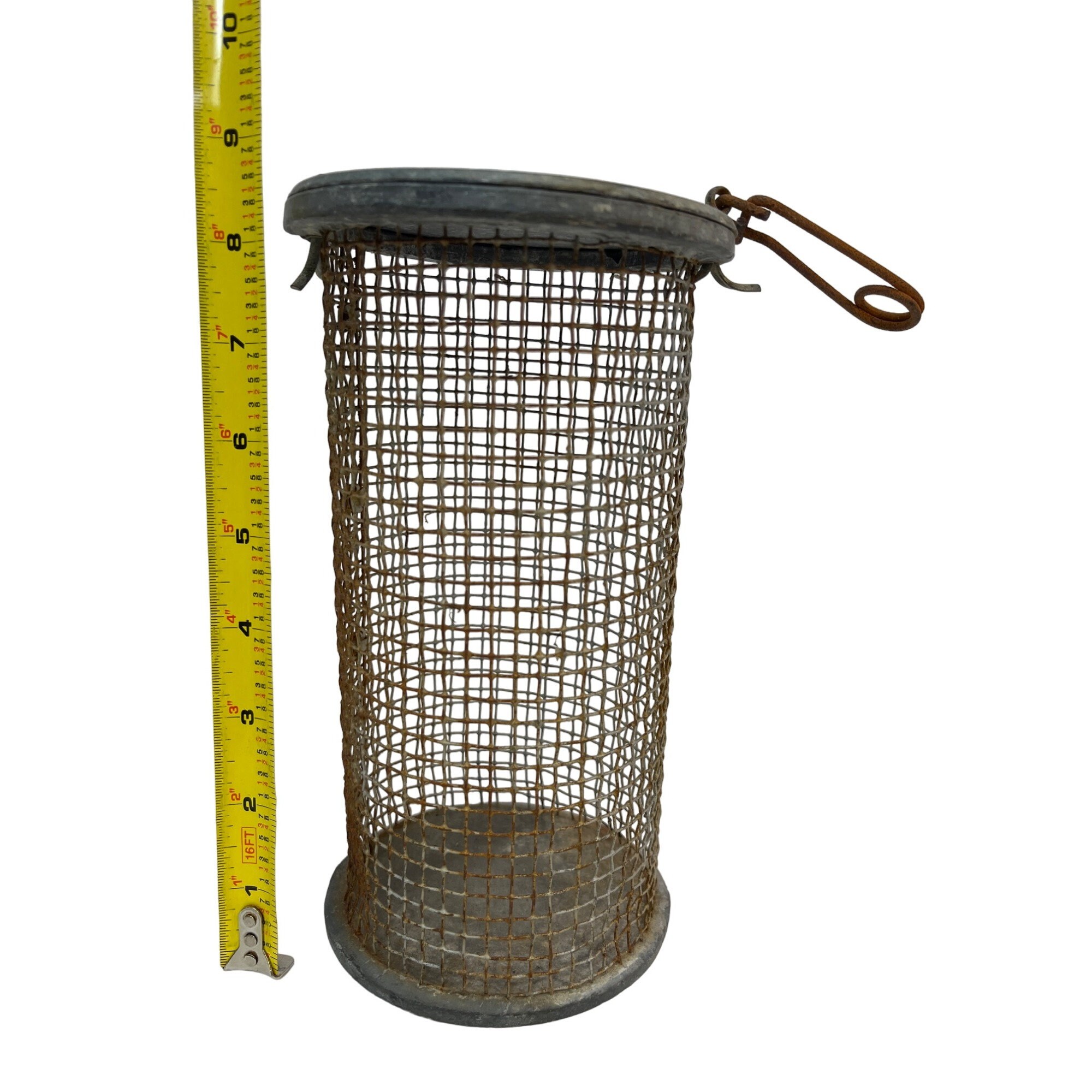 Vintage Weighted Mesh Wire Chum Bucket Fishing Gear Lake House Decor ...