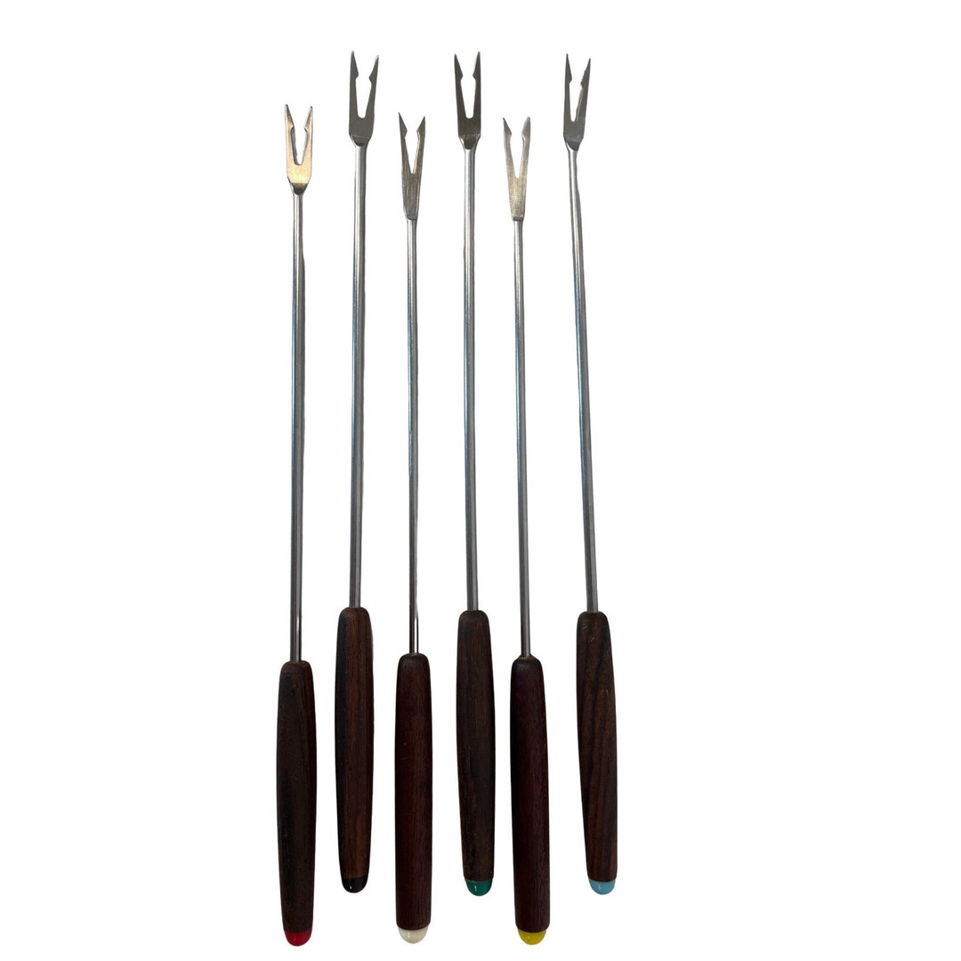 MCM Fondue Forks Charcuterie Board Tools With Colorful Plastic Ends ...