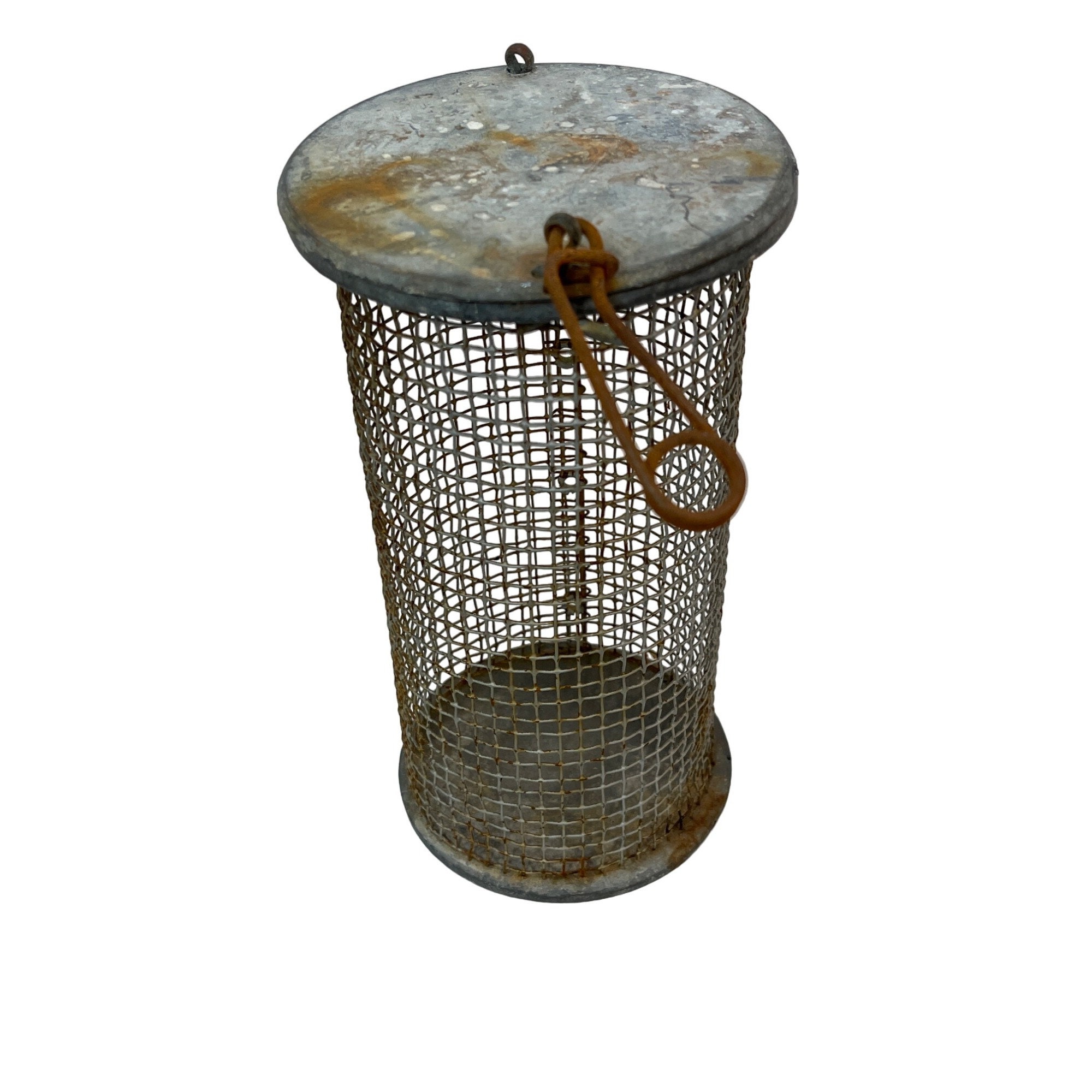 Vintage Weighted Mesh Wire Chum Bucket Fishing Gear Lake House Decor ...