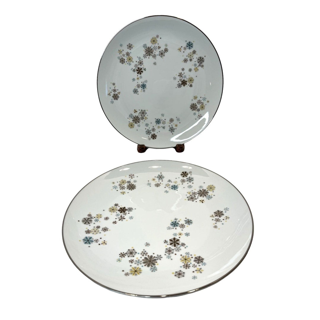 2 Noritake China Corinth Dinnerware Dinner Plates 5503 Atomic Snowflake ...