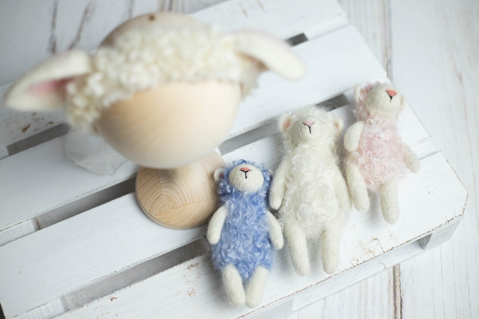 Wool Newborn Toy Felted Sheep Photography Props White - Etsy