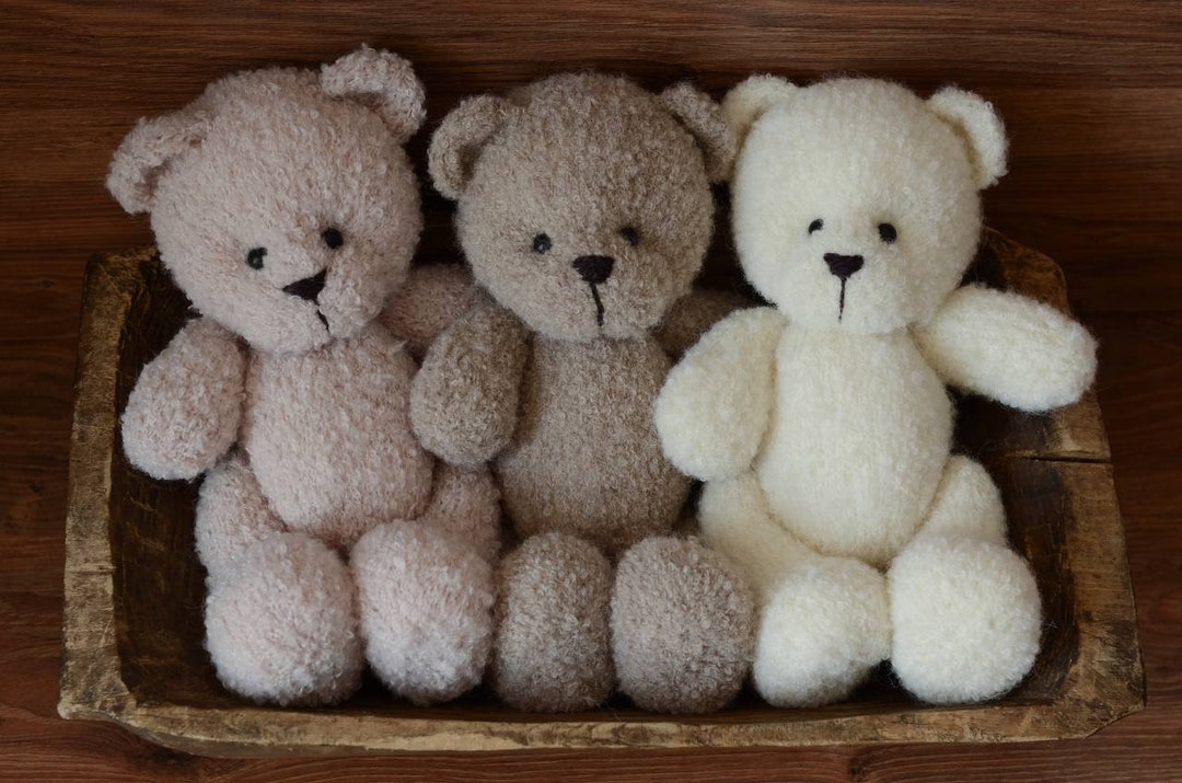 Beige Teddy Bear for Newborn Photo Shoots, Newborn Knitted Toy, Newborn ...