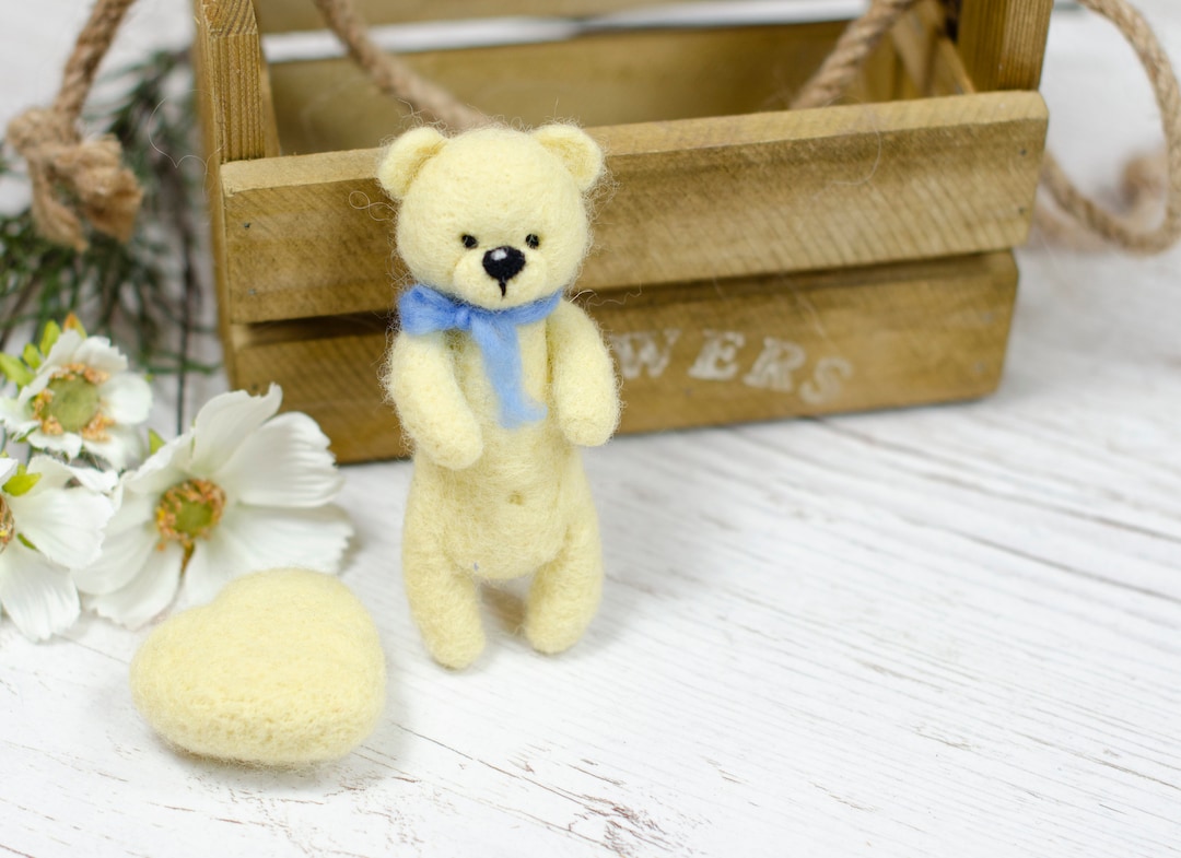 Newborn Teddy Bear Photo Prop, Felted Teddy Bear, Baby Small Toy ...