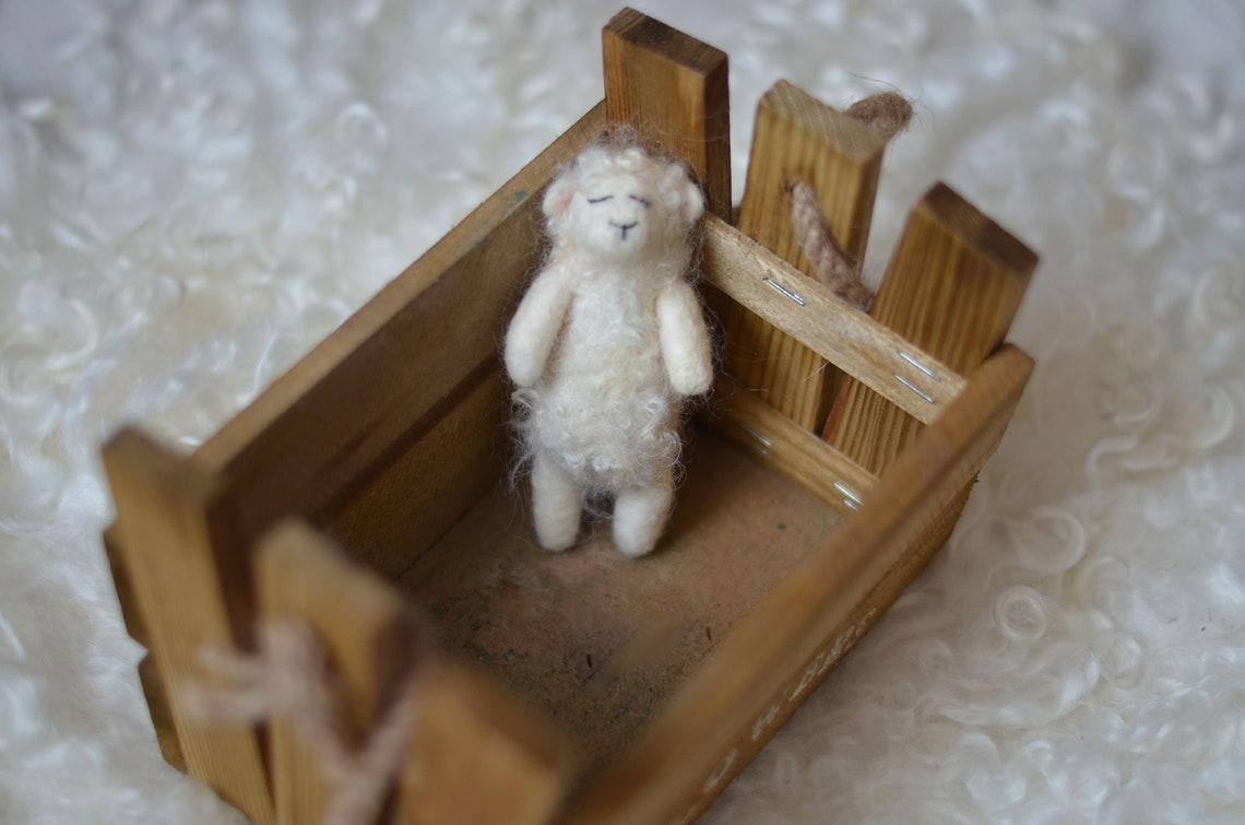 Wool Newborn Toy Felted Sheep Photography Props White - Etsy