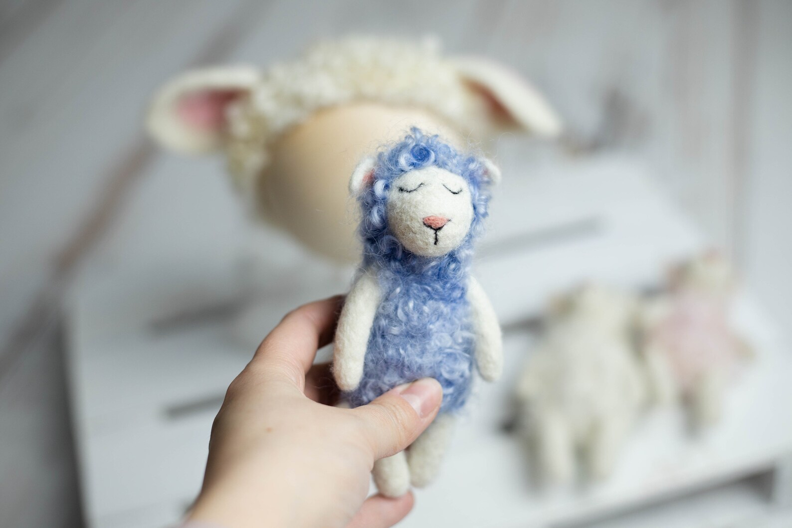Wool Newborn Toy Felted Sheep Photography Props White | Etsy