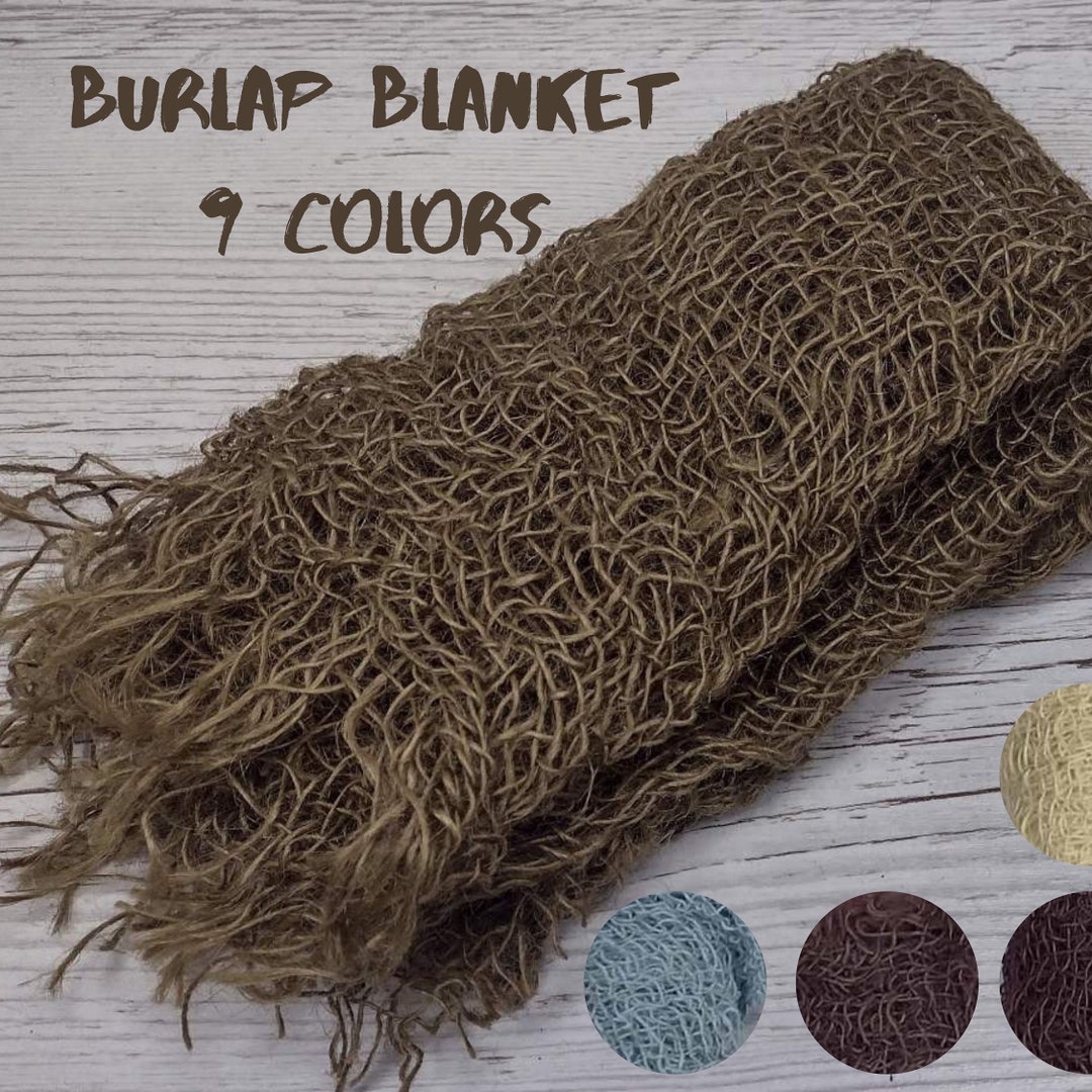 Burlap Baby Blanket, Newborn Photo Prop Wrap, Layering Basket Filler ...