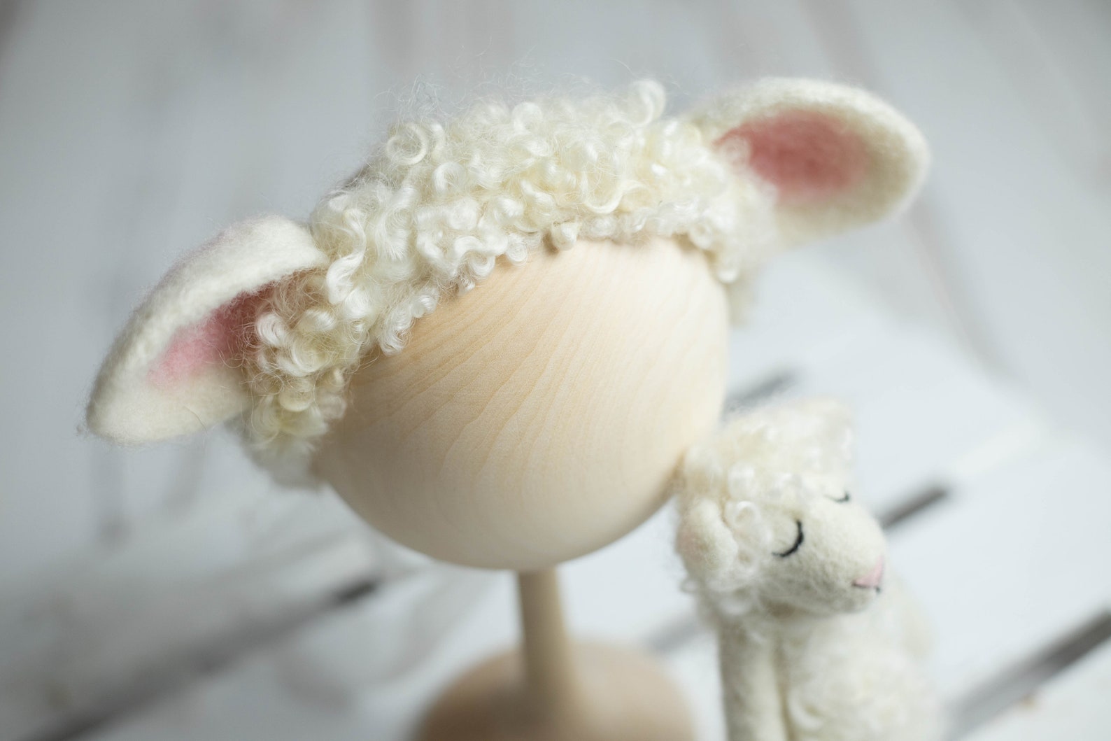 Wool Newborn Toy Felted Sheep Photography Props White - Etsy