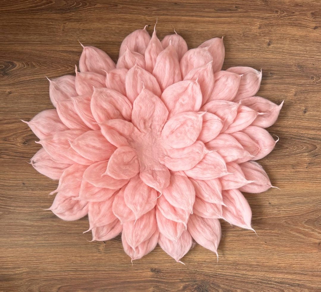 Pink Newborn Photography Prop, Flower Blanket, Chunky Wool Blanket ...