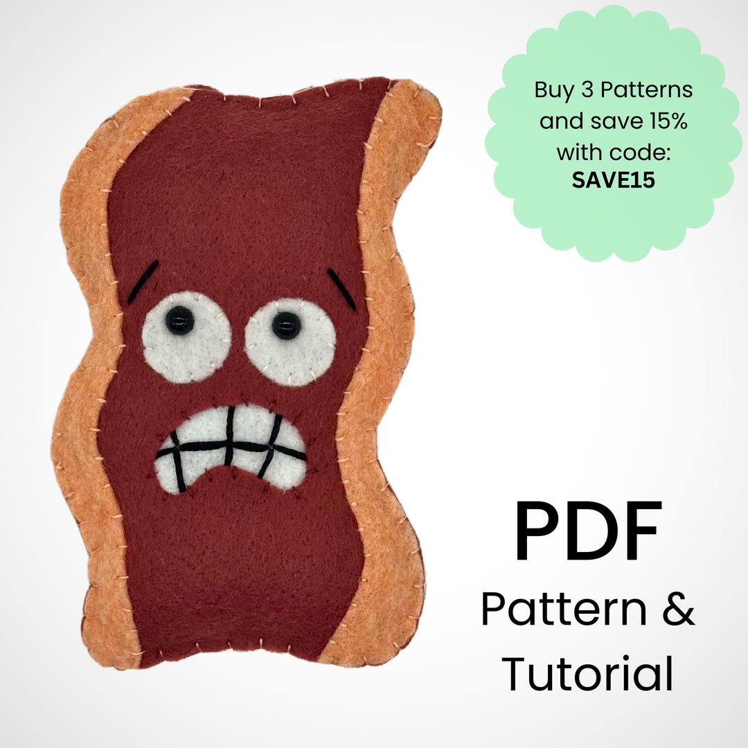 Fright Food Bacon Felt Sewing Pattern: Halloween Toy (PDF Pattern) - Etsy