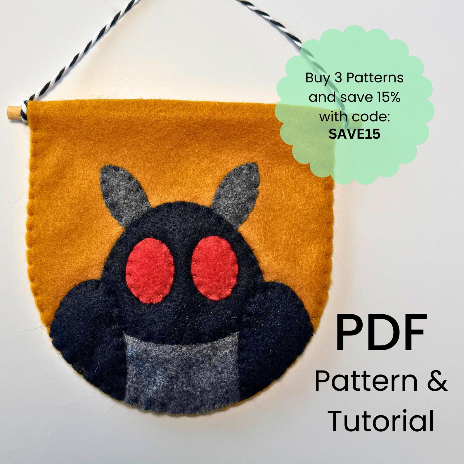 Mini Mothman Felt Wall Banner - Cryptid PDF Sewing Pattern - Etsy
