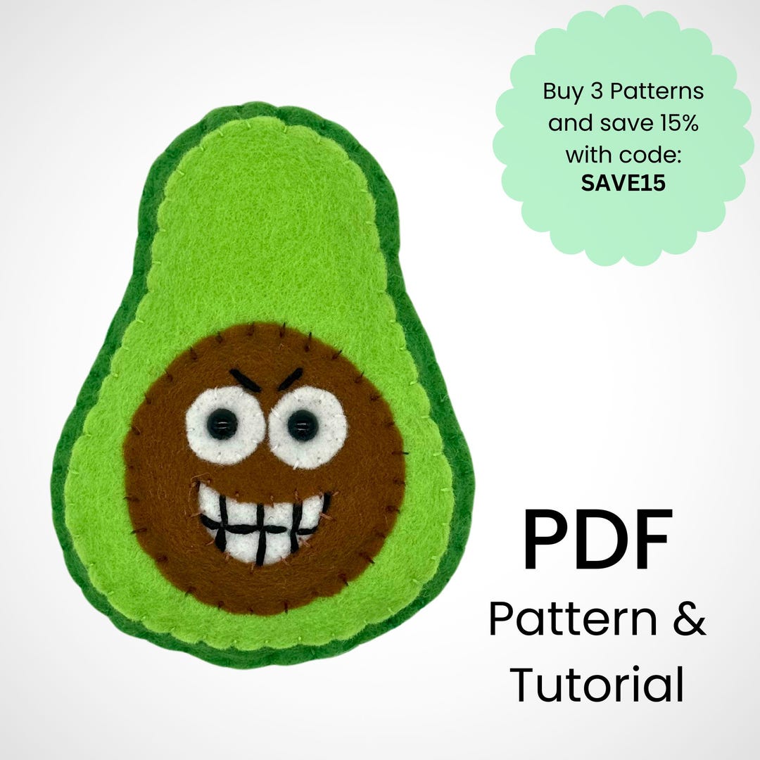 Fright Food Avocado Felt Sewing Pattern/pdf Pattern Template Download ...