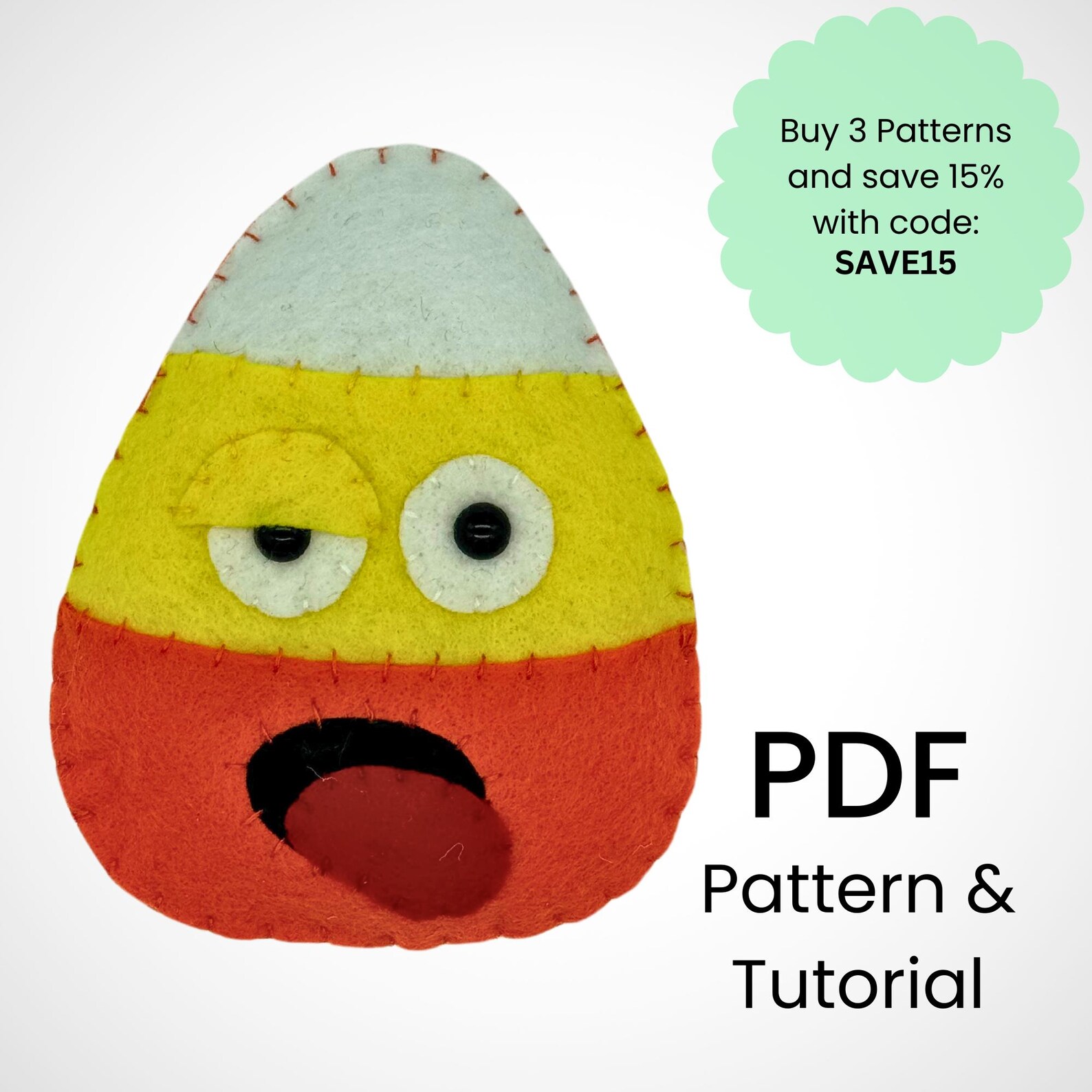 Zombie Candy Corn Felt Pattern/pdf Template Download/halloween Felt ...