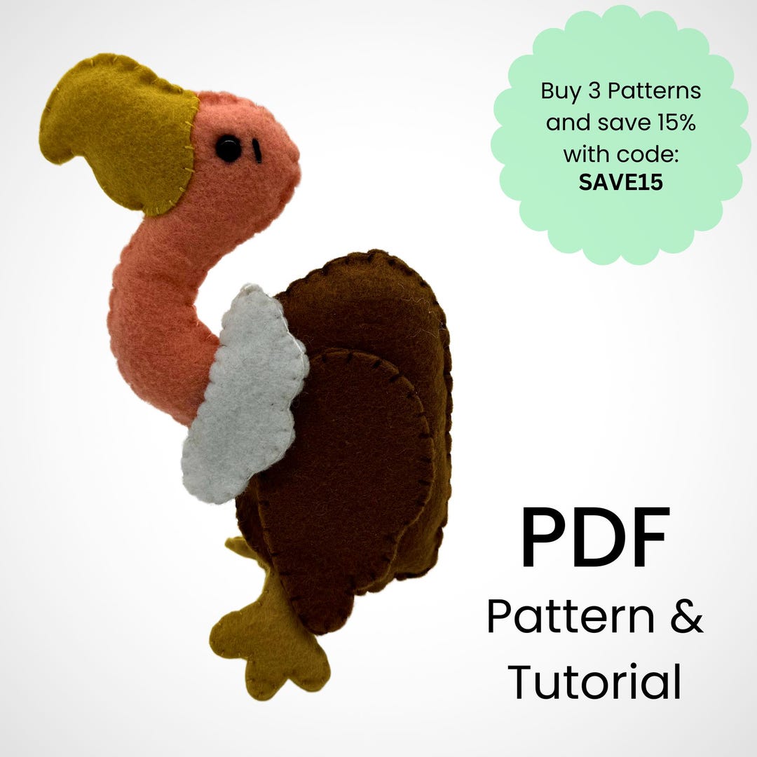 Vulture Felt Sewing Pattern/pdf Pattern Template Download/vulture Plush ...