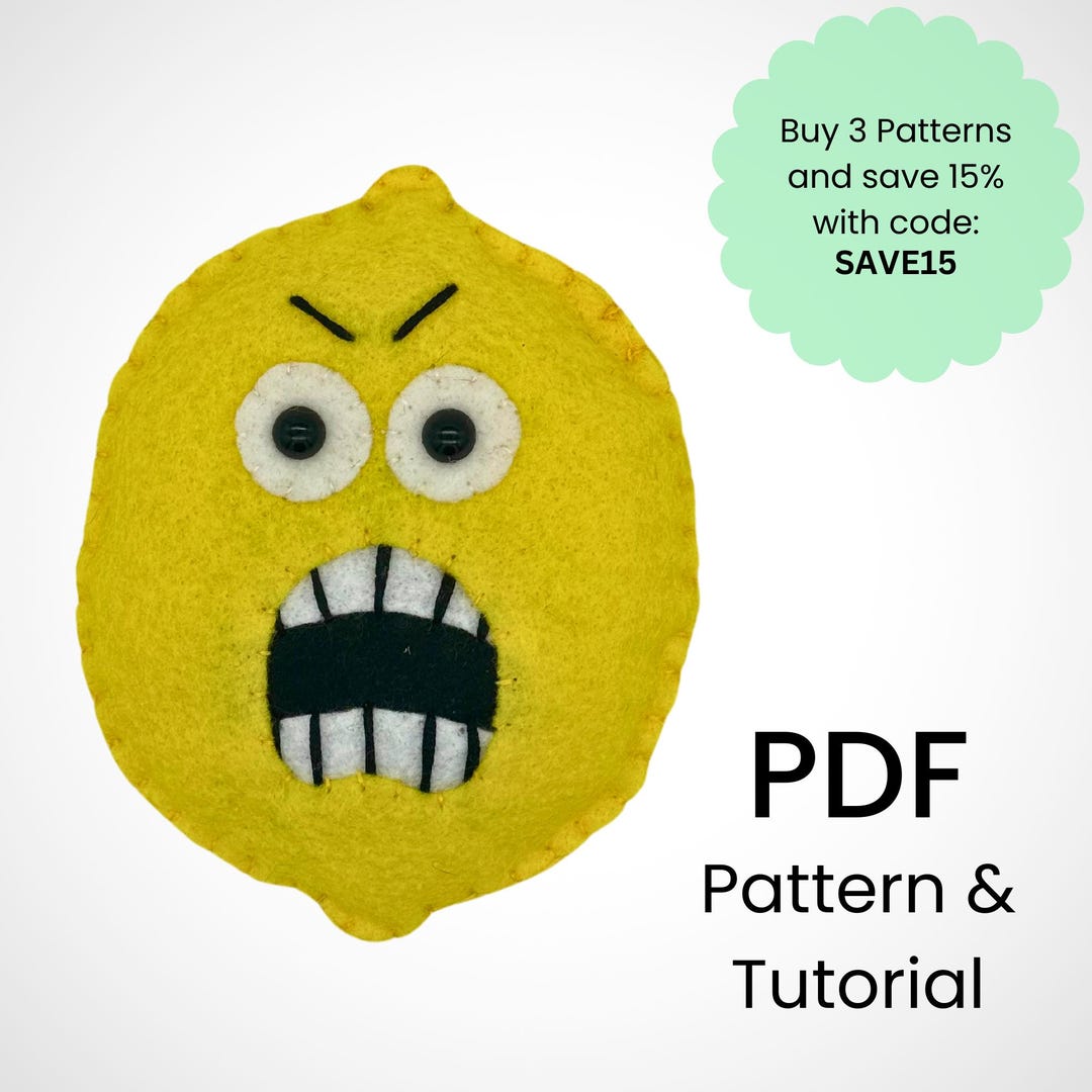 Fright Food Lemon Felt Sewing Pattern/pdf Pattern Template Download ...