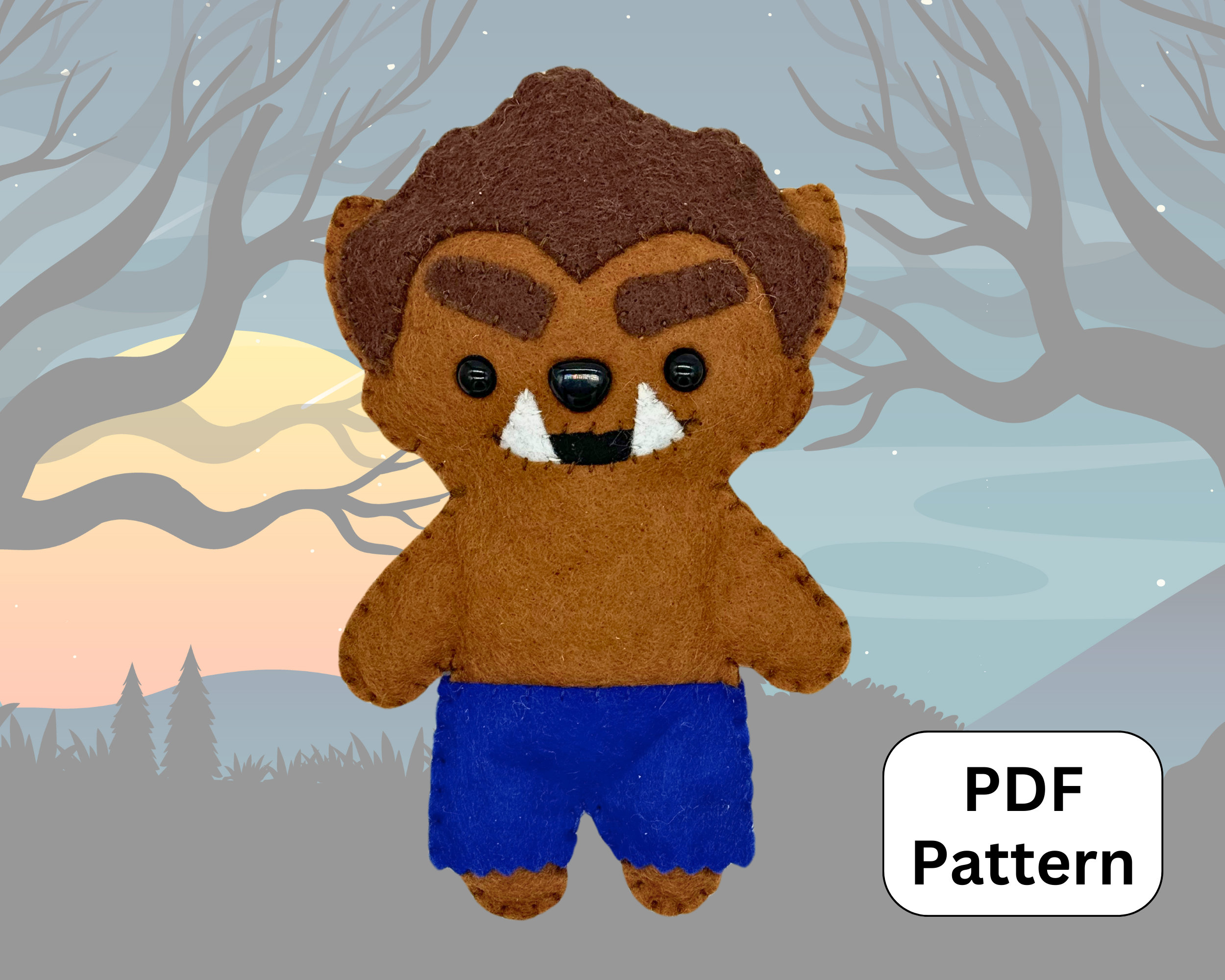 Werewolf Felt Sewing Pattern/pdf Pattern Template Download/felt ...