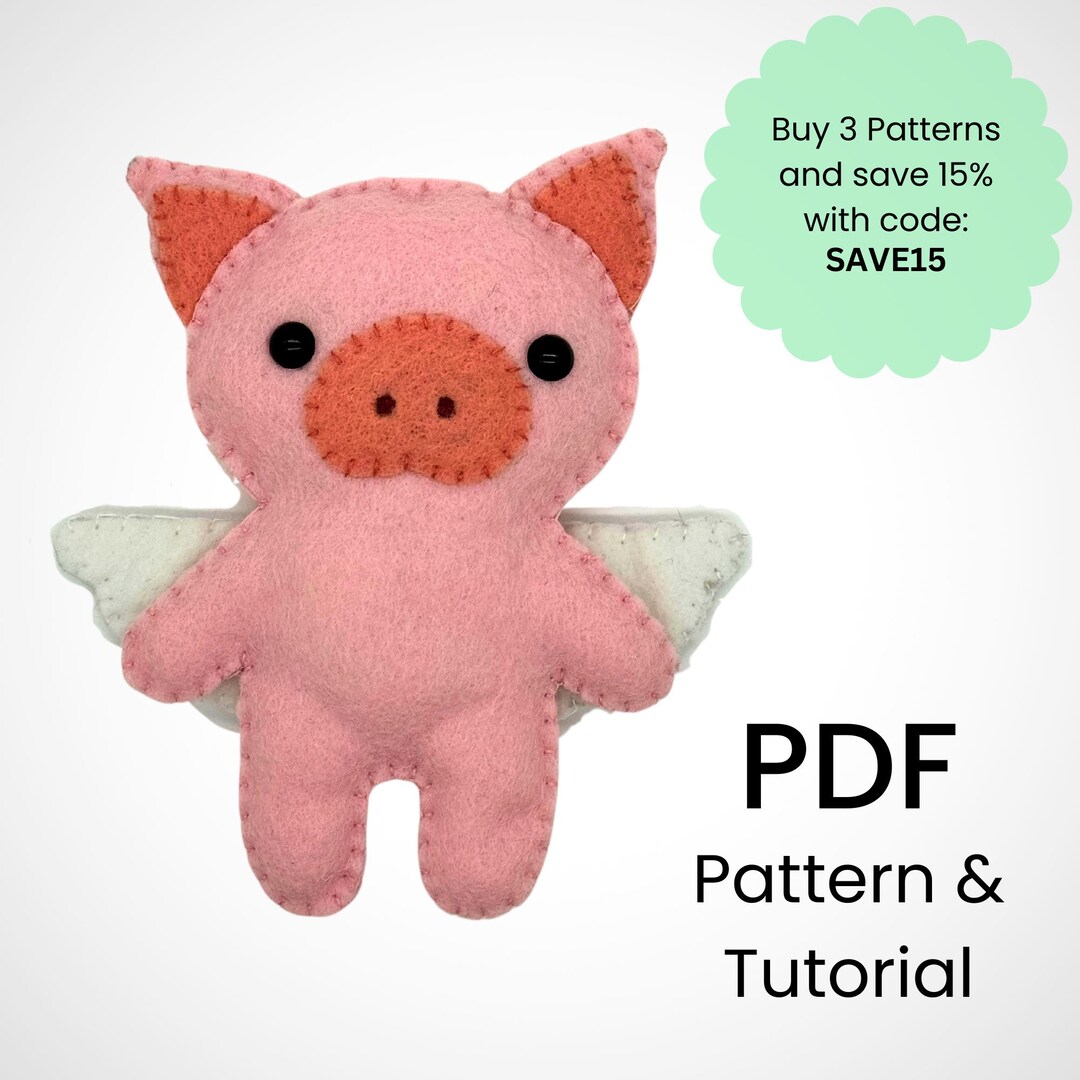 Flying Pig Felt Sewing Pattern/pdf Pattern Template Download/felt ...