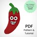 Fright Food Chilli Pepper Felt Sewing Pattern/pdf Pattern Template ...