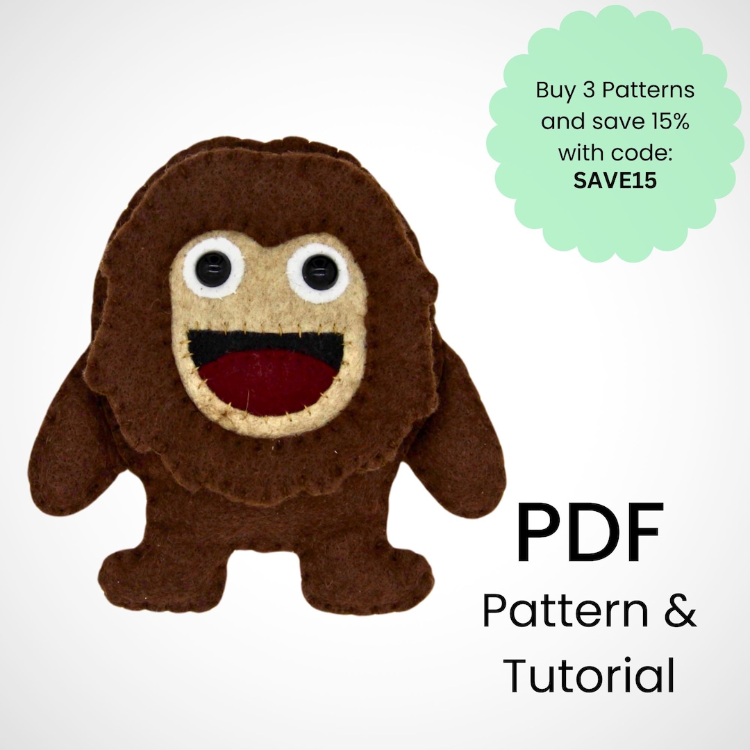 Bigfoot Felt Sewing Pattern/pdf Pattern Template/felt Sasquatch/felt ...