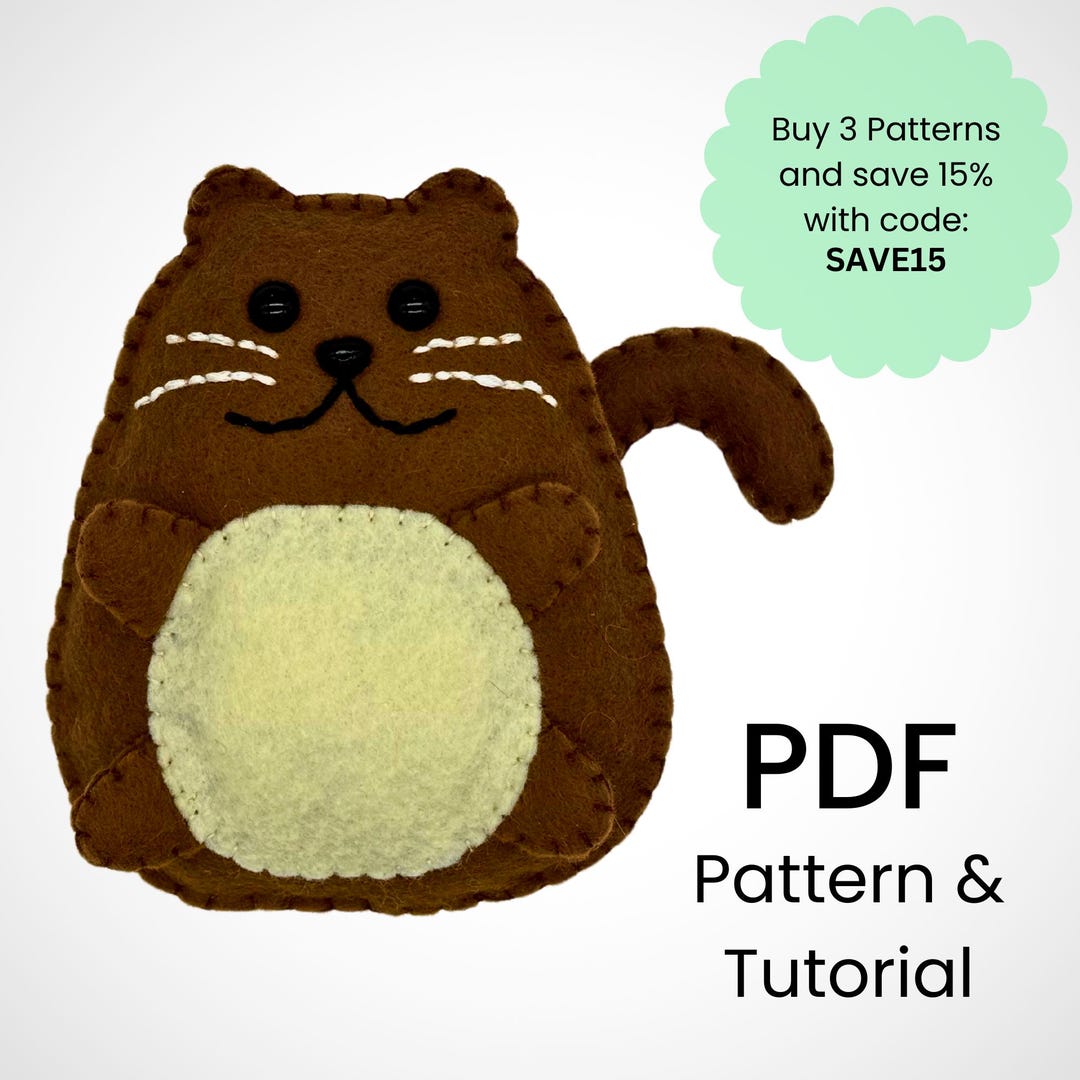 Cat Felt Sewing Pattern/pdf Pattern Template Download/fat Cat Pattern ...