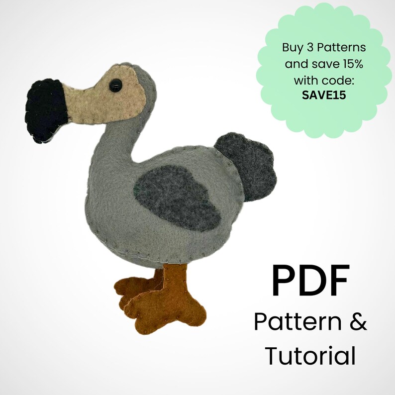 Dodo Felt Sewing Pattern/pdf Pattern Template Download/dodo Plush ...