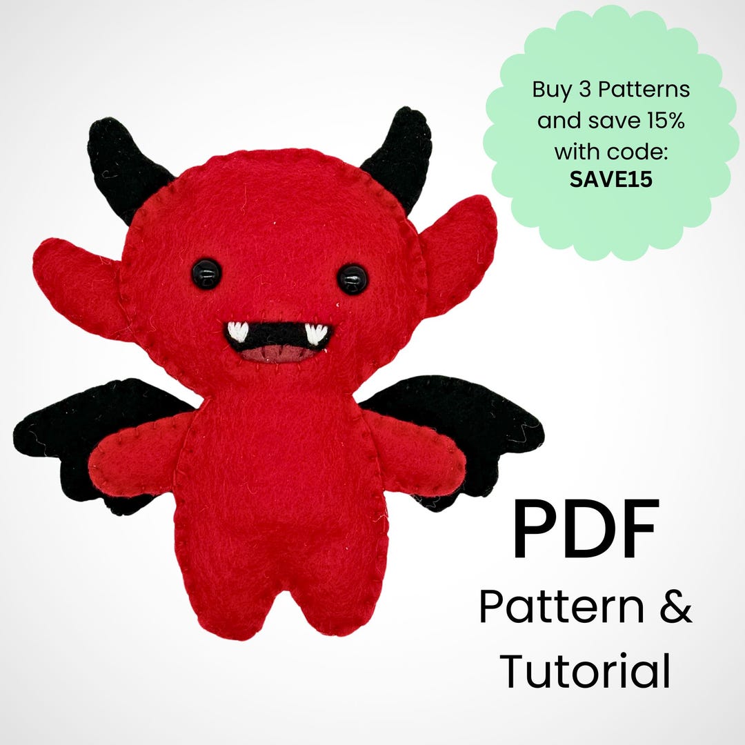 Devil Felt Sewing Pattern/pdf Pattern Template Download/felt Halloween ...