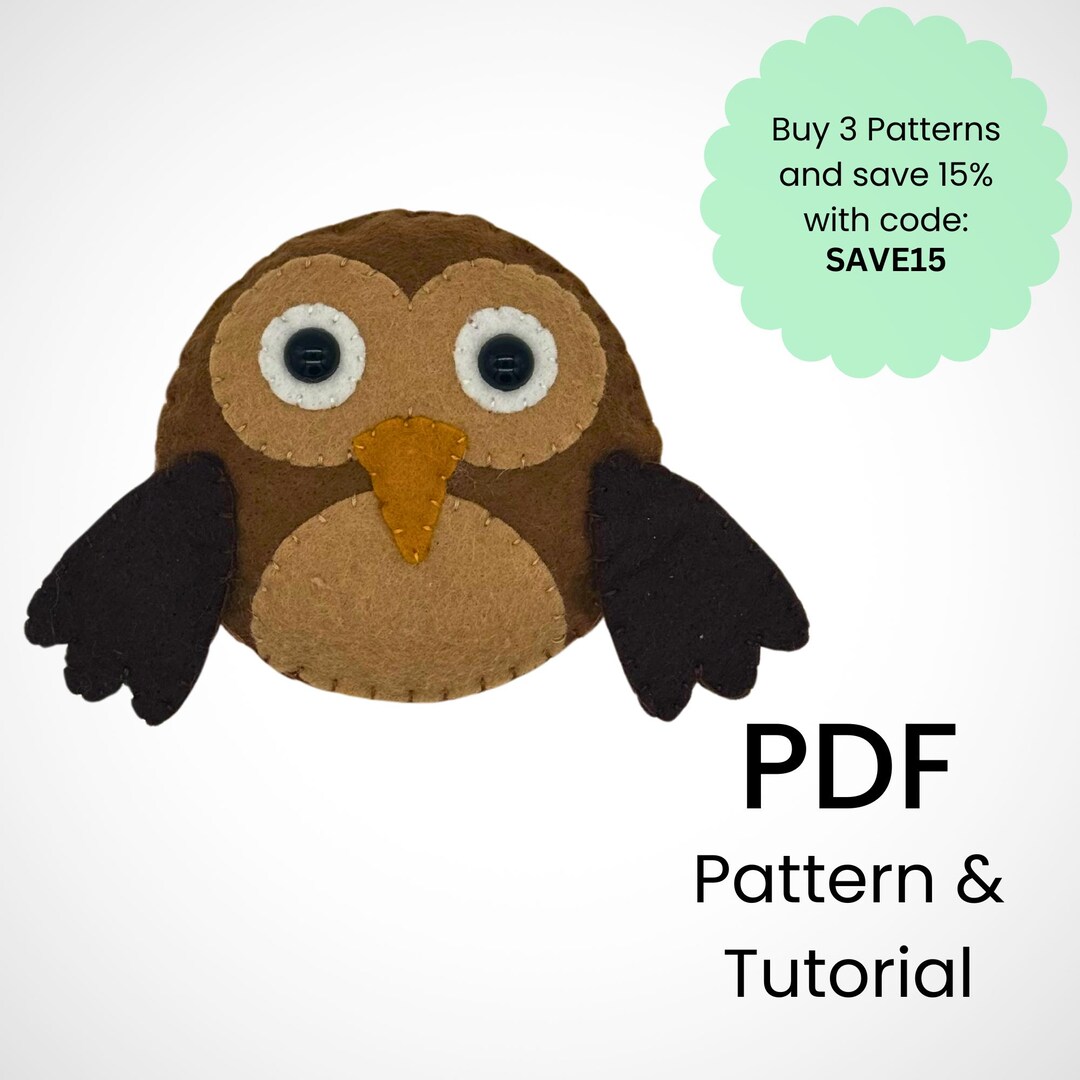 Owl Felt Sewing Pattern/pdf Pattern Template Download/owl Plush/fantasy ...