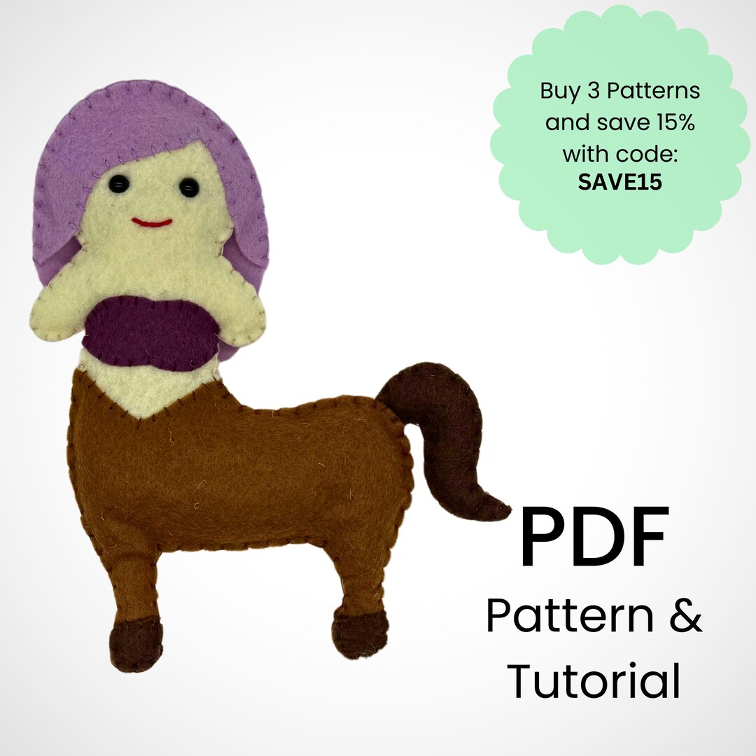 Centaur Felt Ornament Sewing Pattern: DIY Plush Template (PDF Pattern ...