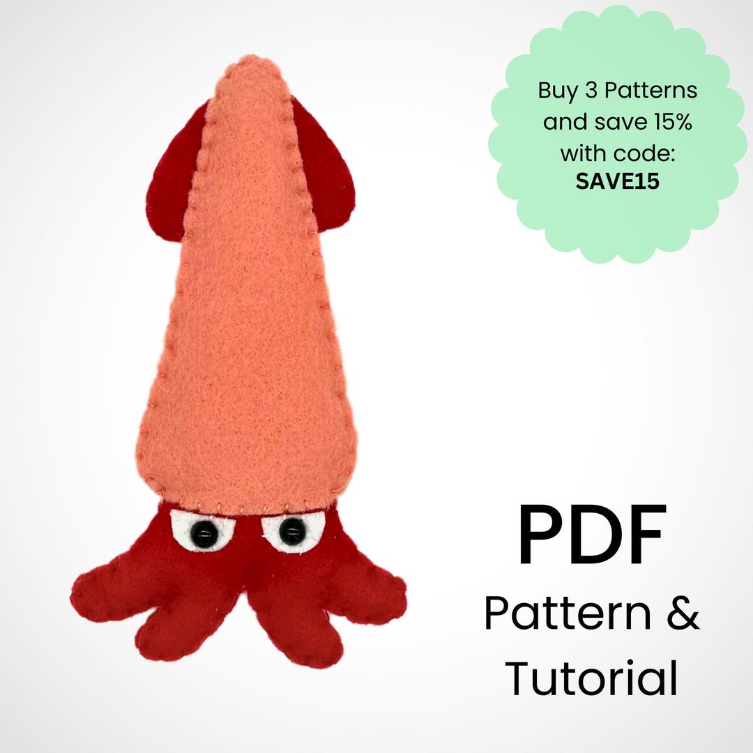 Felt Squid Sewing Pattern: Plush Ornament, Ocean Decor (PDF Pattern) - Etsy