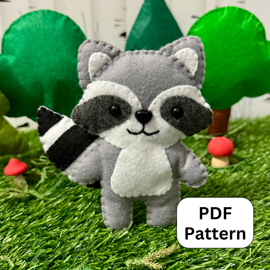 Raccoon Sewing Pattern/raccoon Template/plush Toy Sewing Tutorial/felt ...