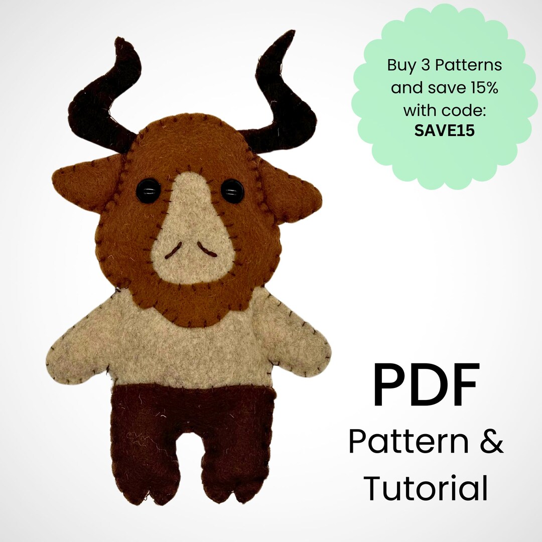 Minotaur Felt Sewing Pattern/pdf Pattern Template Download/felt Bull ...