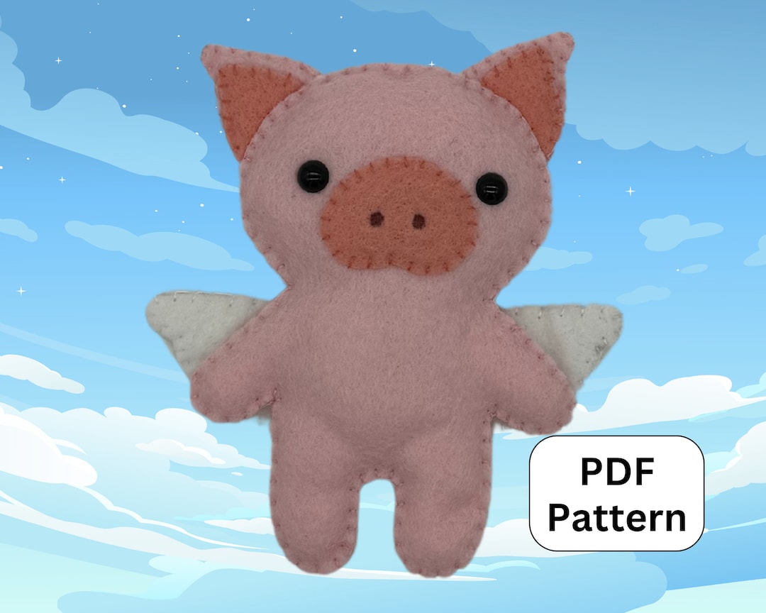 Flying Pig Felt Sewing Pattern/pdf Pattern Template Download/felt ...