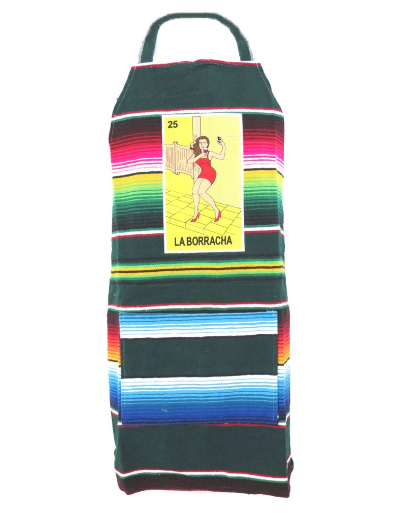 Mexican Sarape Unisex Apron With Pocket Loteria Card and | Etsy