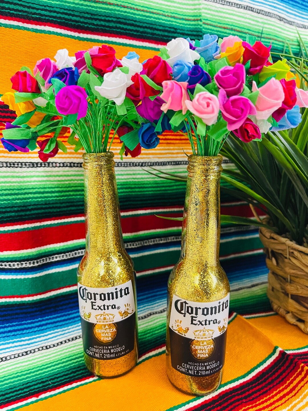 Handmade Glittered Corona Extra Beer Bottles Set of 2 for Unique ...