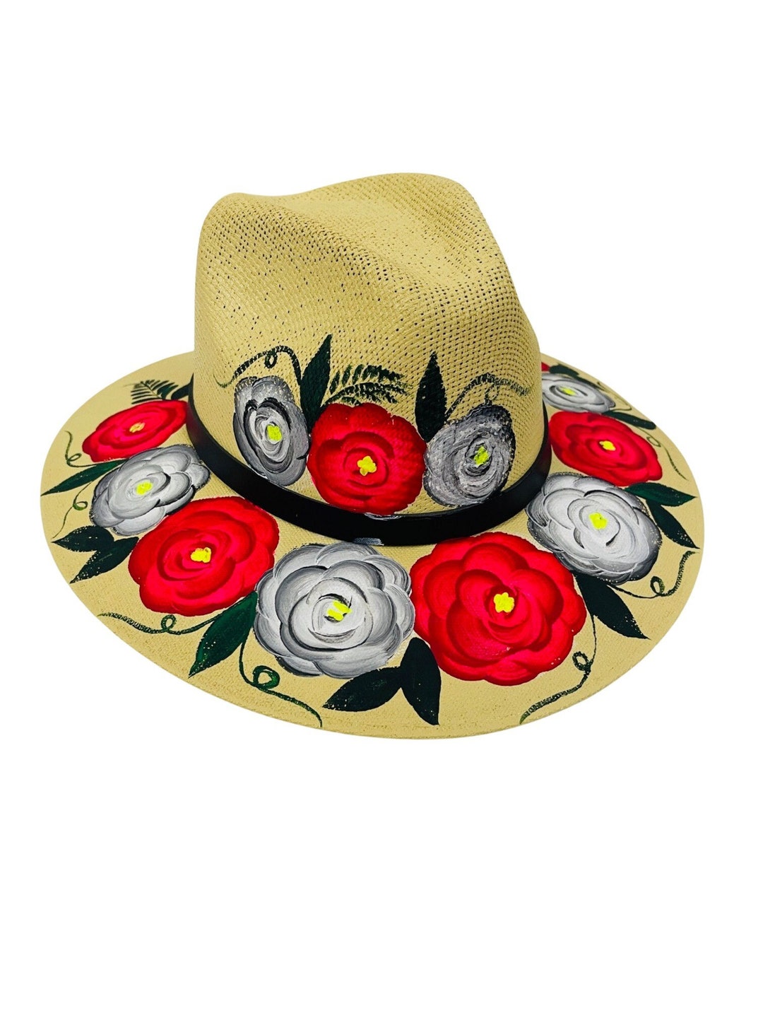 Hand Painted Mexican Straw Hat Tan With Multicolored Artwork - Etsy