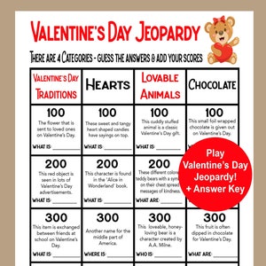 Valentine's Day Jeopardy Game for Kids, Tweens, Teens, Valentine's Day ...
