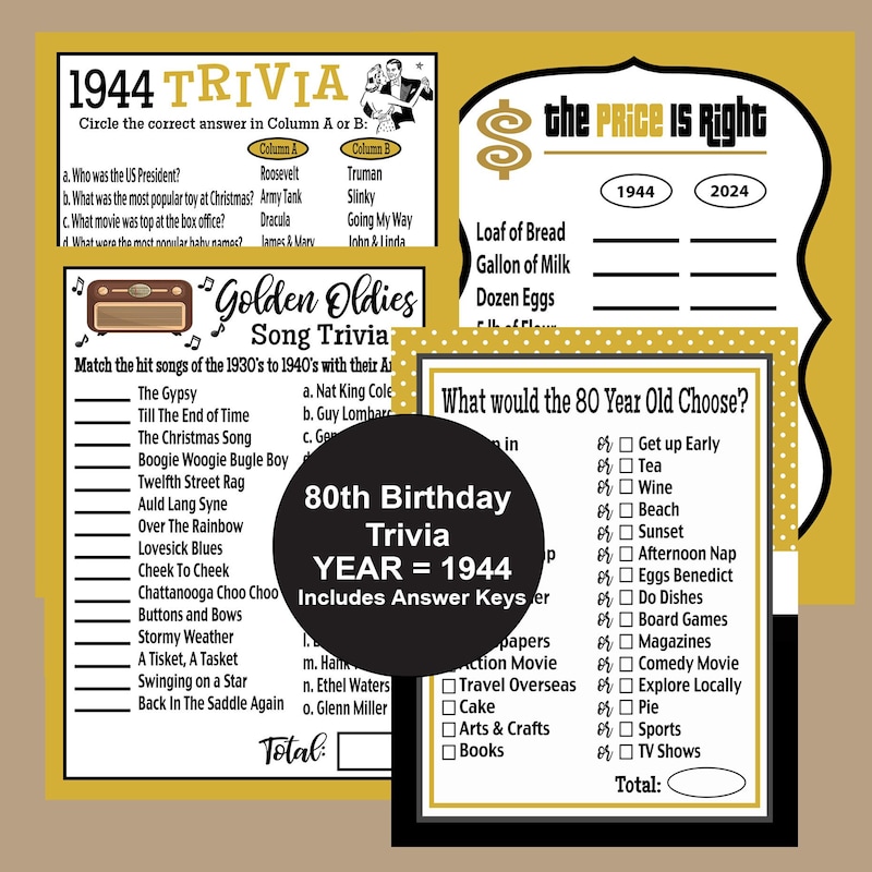80th Birthday Party Games - Etsy