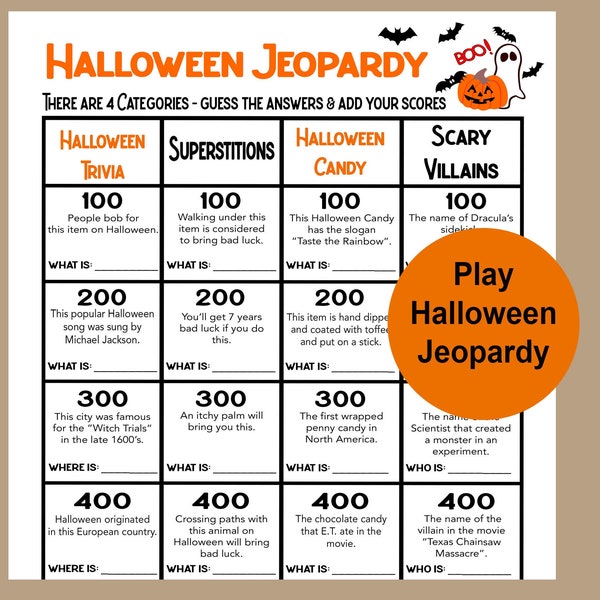 Halloween Trivia - Etsy