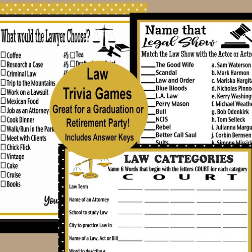 Law School Graduation Party Game Lawyer Graduate Printable - Etsy