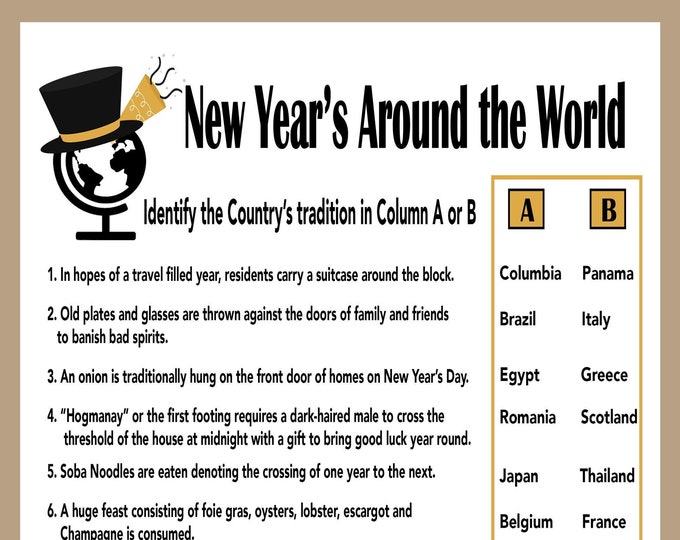 New Years Trivia Game, New Years Eve Trivia Game 2024, Printable New ...