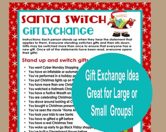 Santa Switch Game Gift Exchange Game Gift Swap Game Pass the Parcel Christmas Party Game Gift Exchange Ideas Christmas Activity Games Etsy