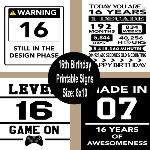 16th Birthday Signs 16 Birthday Party Decorations 16th - Etsy