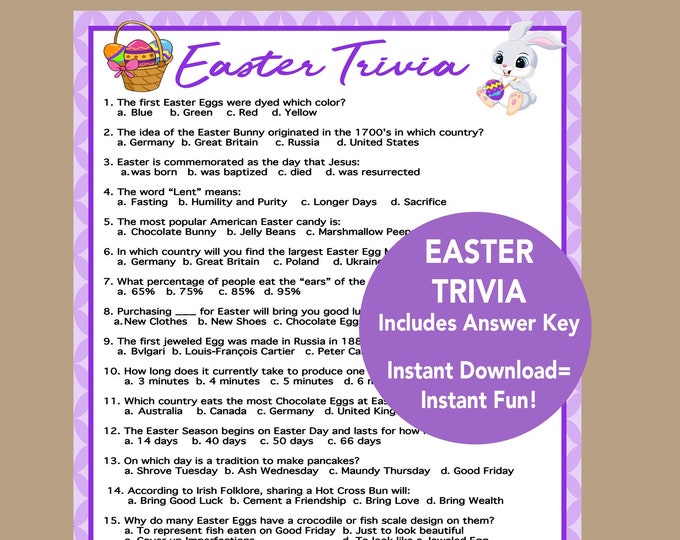 Easter Trivia Game, Easter Jeopardy, Easter Seniors Game, Easter School ...