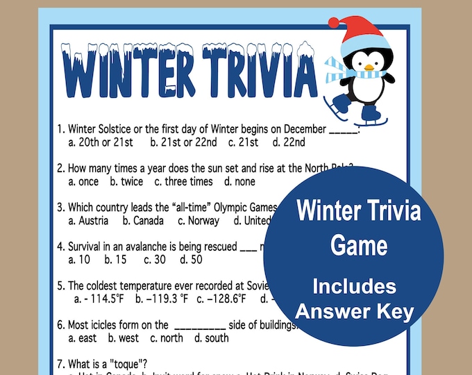 Winter Trivia Game, Winter Jeopardy, Winter Seniors Game, Winter School ...